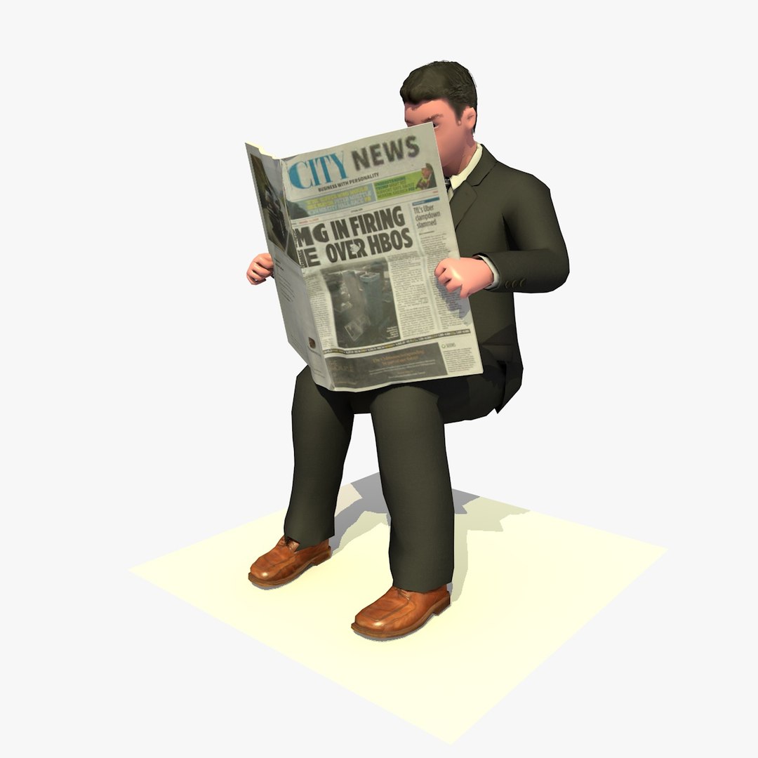 3d Business Man Sitting Reading Model