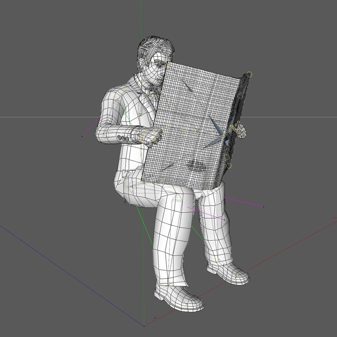 3d Business Man Sitting Reading Model