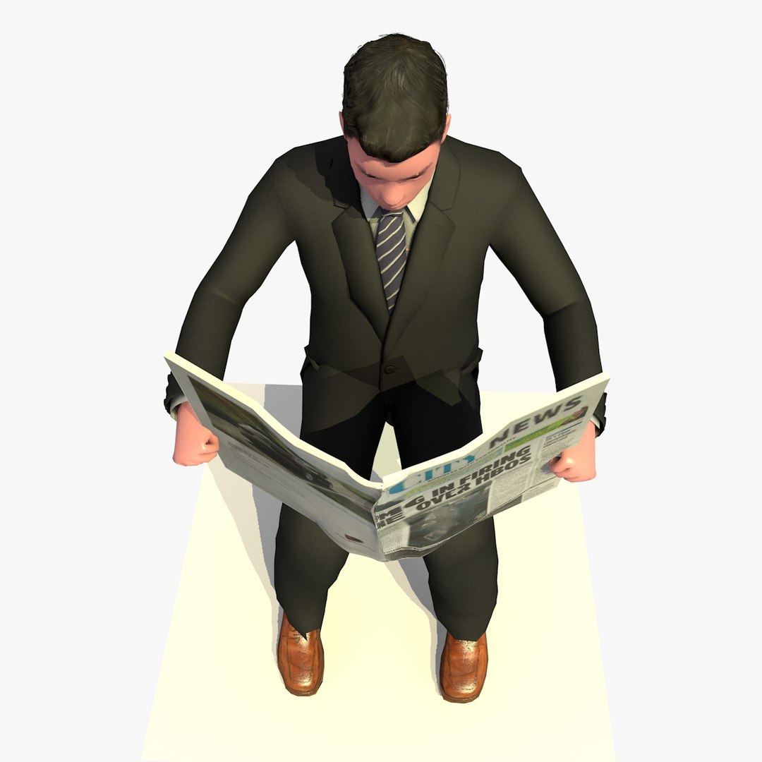 3d Business Man Sitting Reading Model