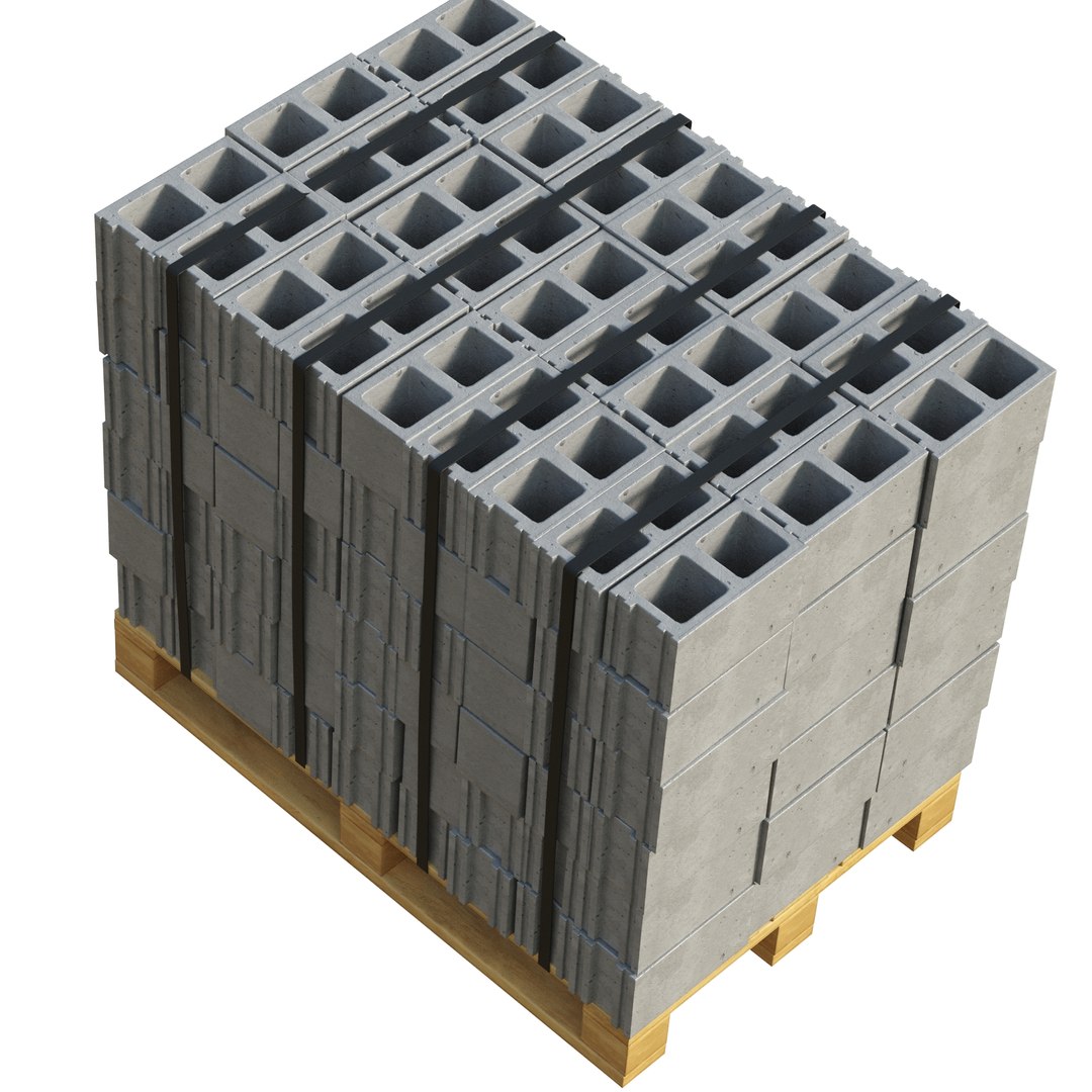 Cinder Blocks Stack On Pallet 3D Model - TurboSquid 2417972