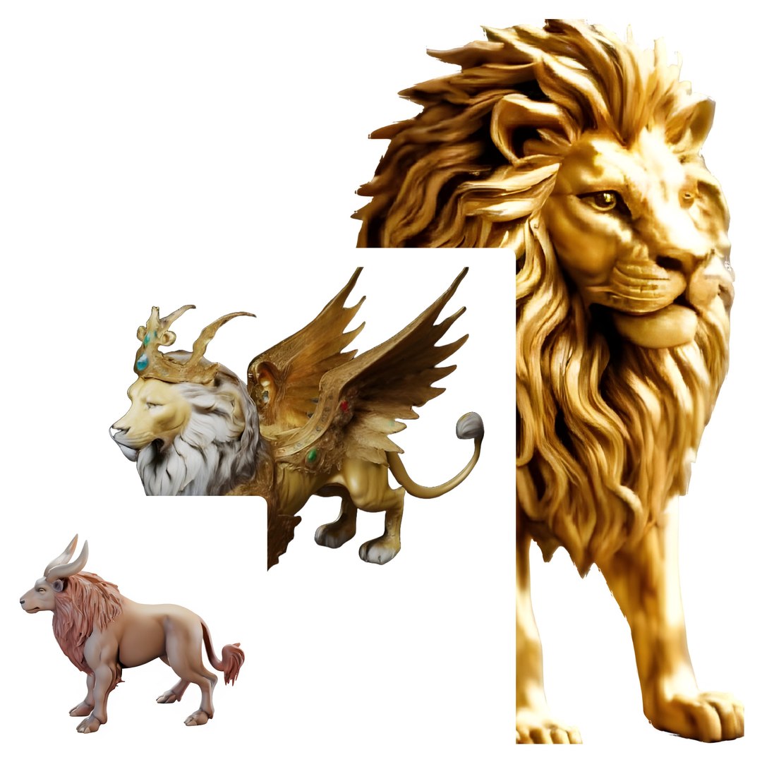 3D Majestic Creatures - Lion Mythical Beast And Heroic Lion ...