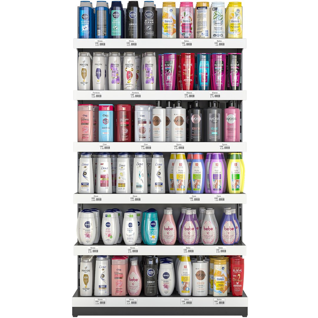 3D Shampoo Store Shelves Model - TurboSquid 2149630