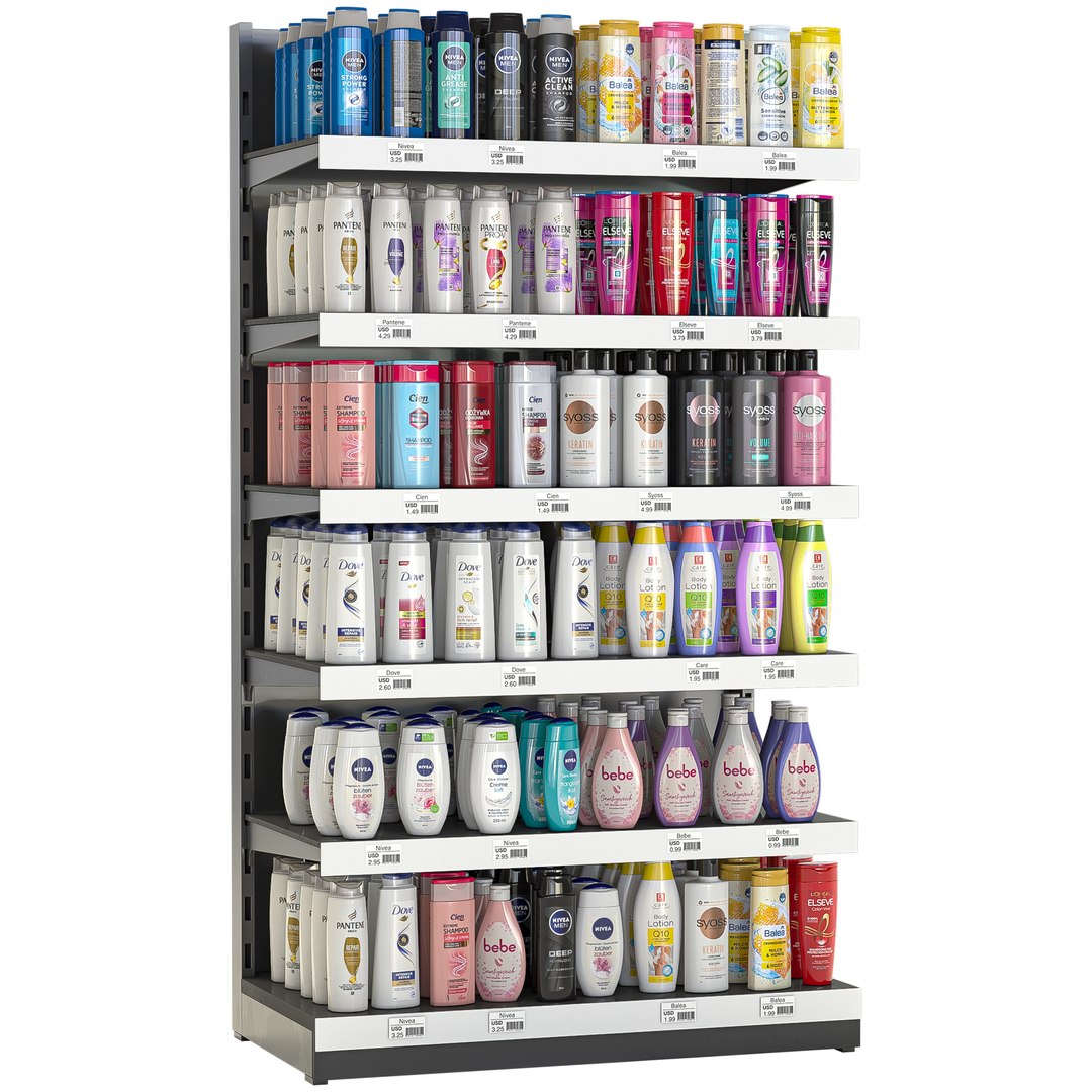 3D Shampoo Store Shelves Model - TurboSquid 2149630