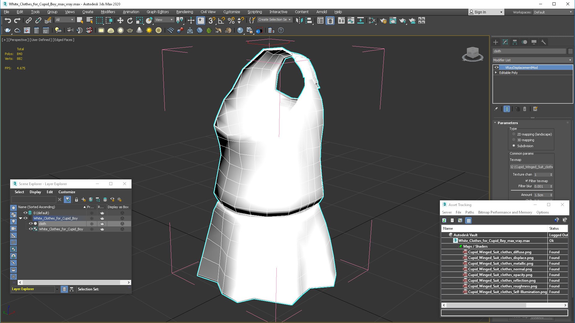 3D White Clothes For Cupid Boy - TurboSquid 2307271