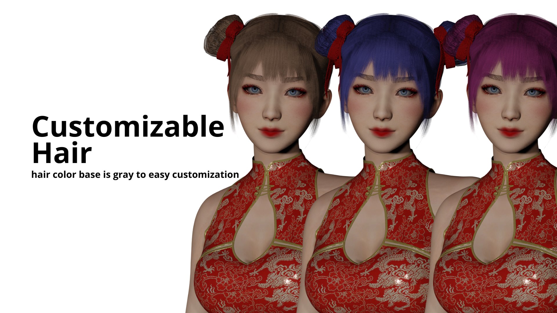 3D Girl In Qipao Dress - GameReady - TurboSquid 2192042