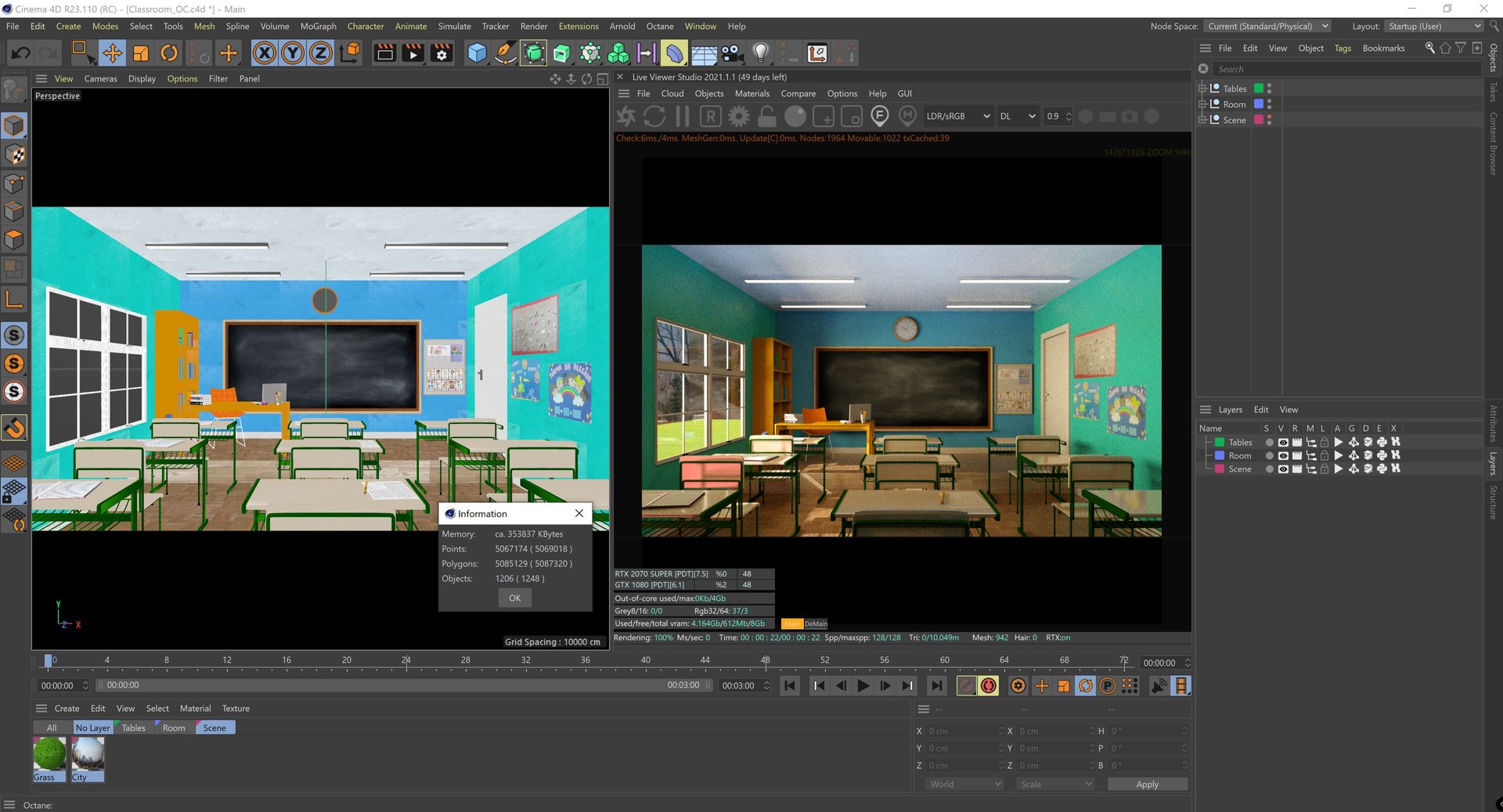 3D Classroom - Cinema 4D Octane Plus Formats - TurboSquid 1839696