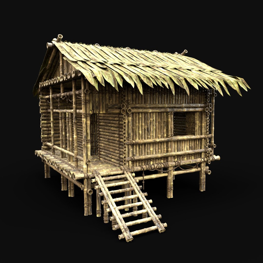 BAMBOO HOUSE JUNGLE IMPROVISED SURVIVAL CASTAWAY HUT CABIN AAA 3D model ...