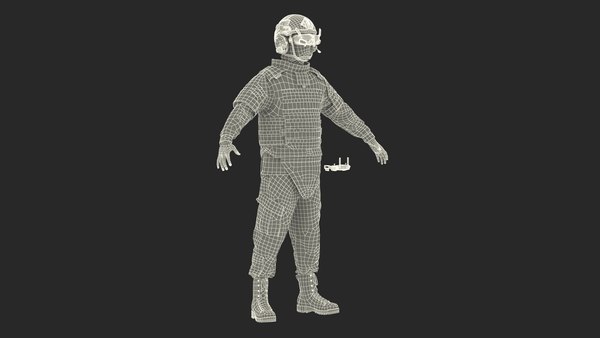 3D модель Военный оператор FPV-дрона в пустынной камуфляжной форме с ...