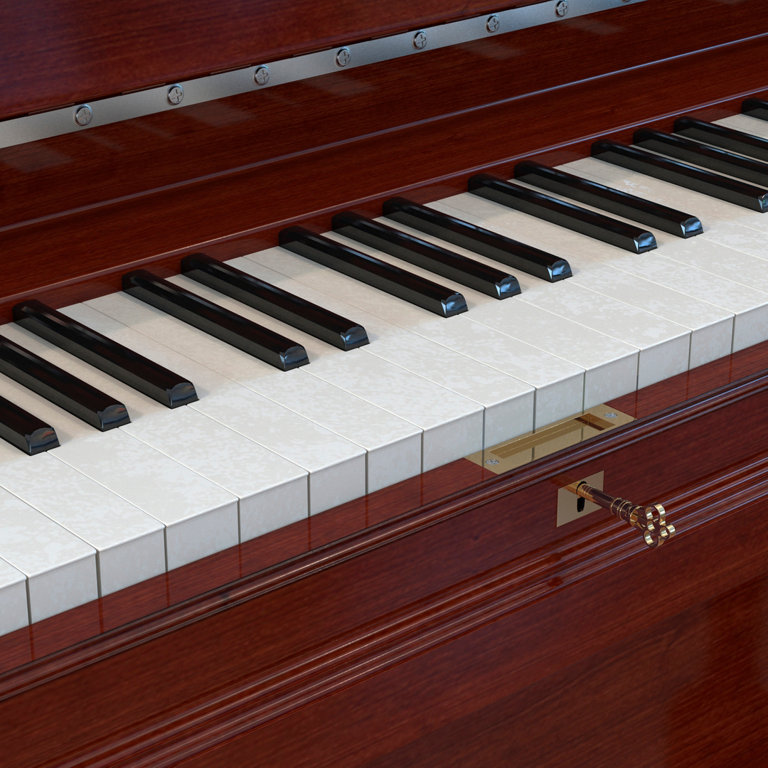 3d upright piano rigged