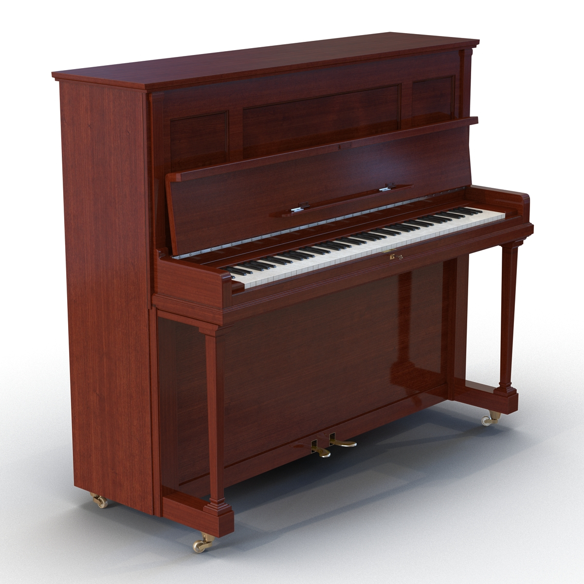 3d upright piano rigged