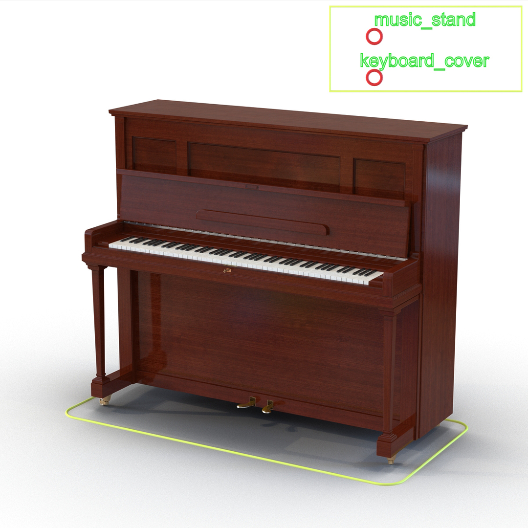 3d Upright Piano Rigged