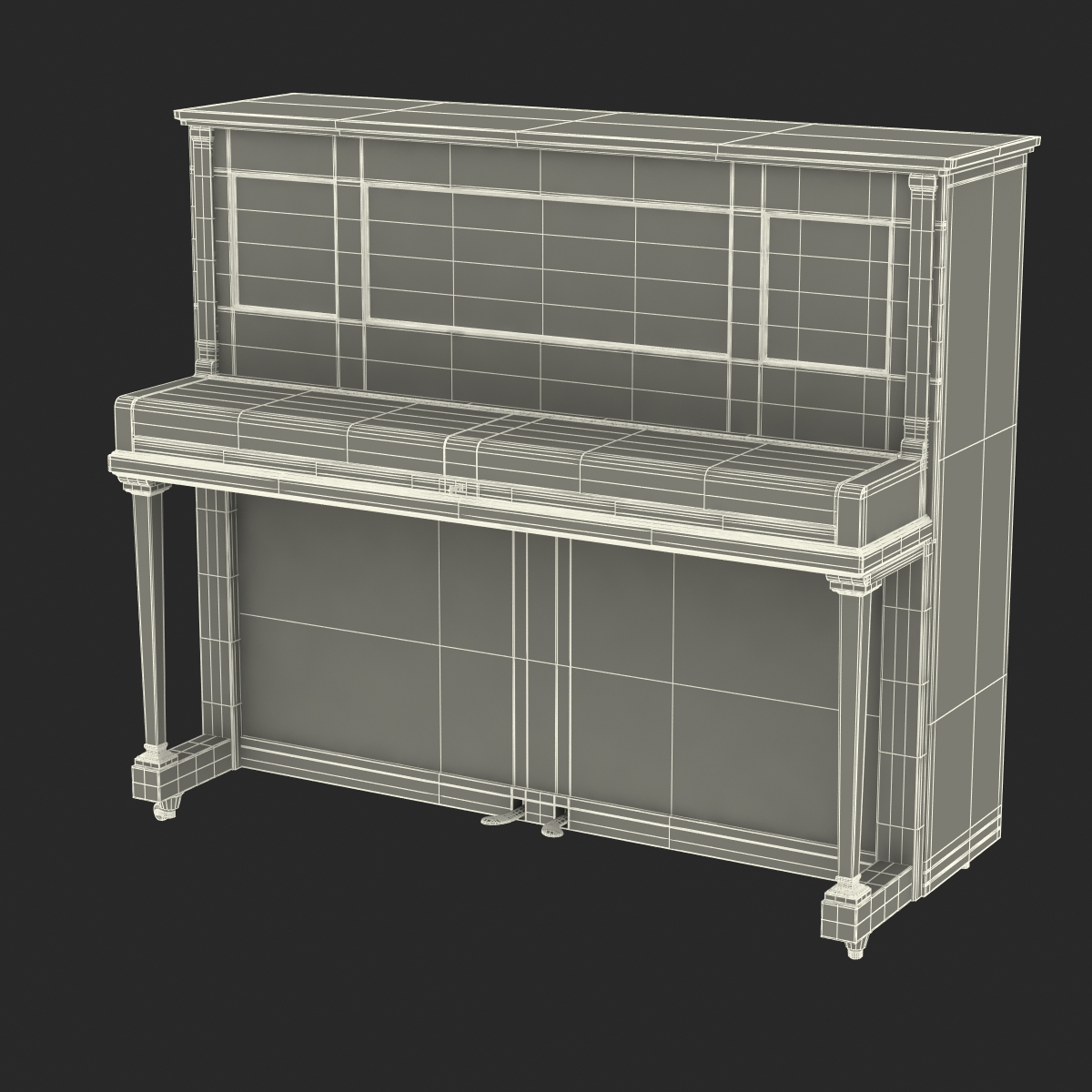 3d upright piano rigged