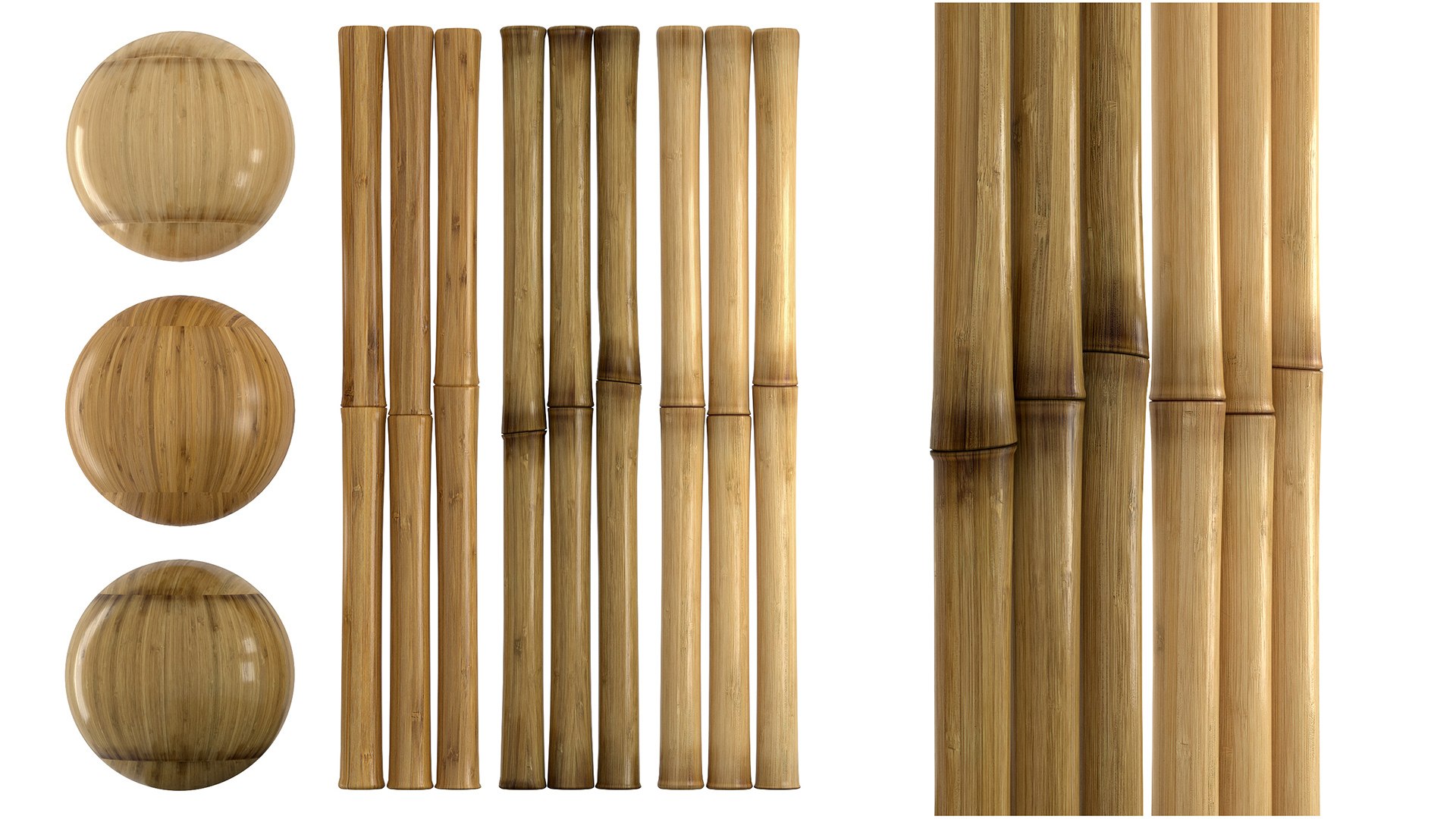 3 Realistic bamboo materials set 3D model - TurboSquid 2140194