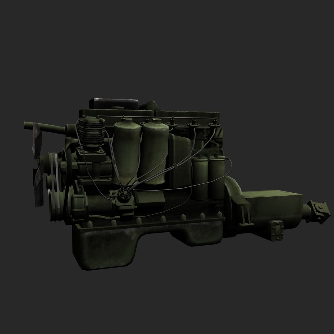 3d low-poly truck engine