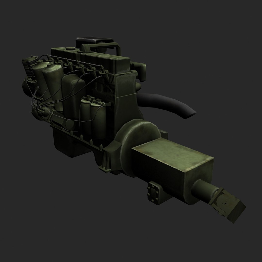 3d low-poly truck engine