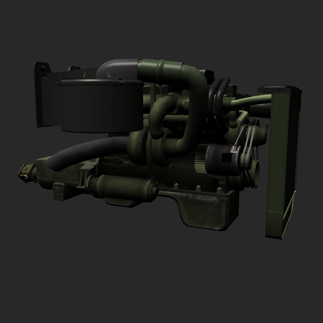 3d low-poly truck engine