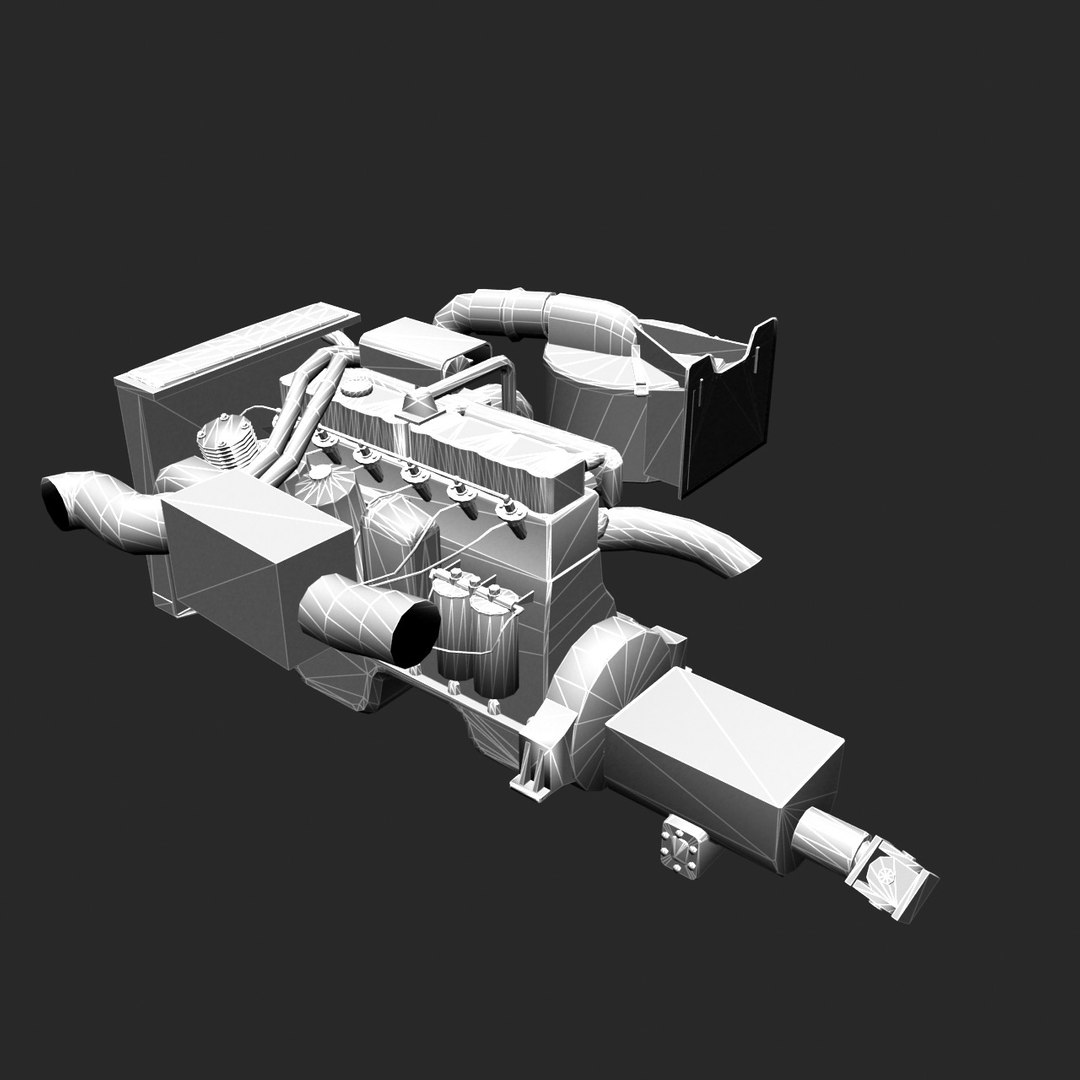 3d low-poly truck engine
