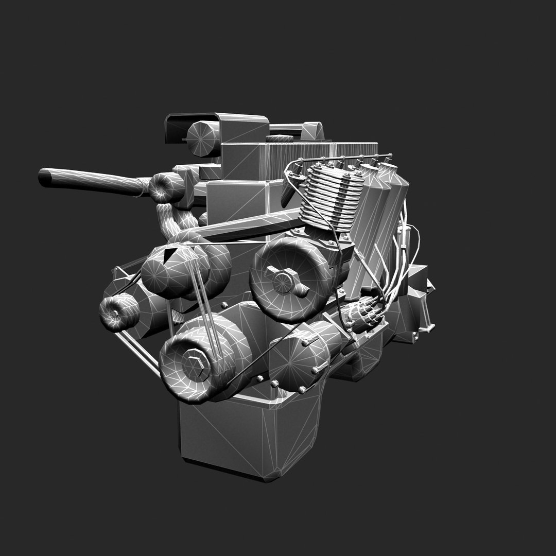 3d low-poly truck engine