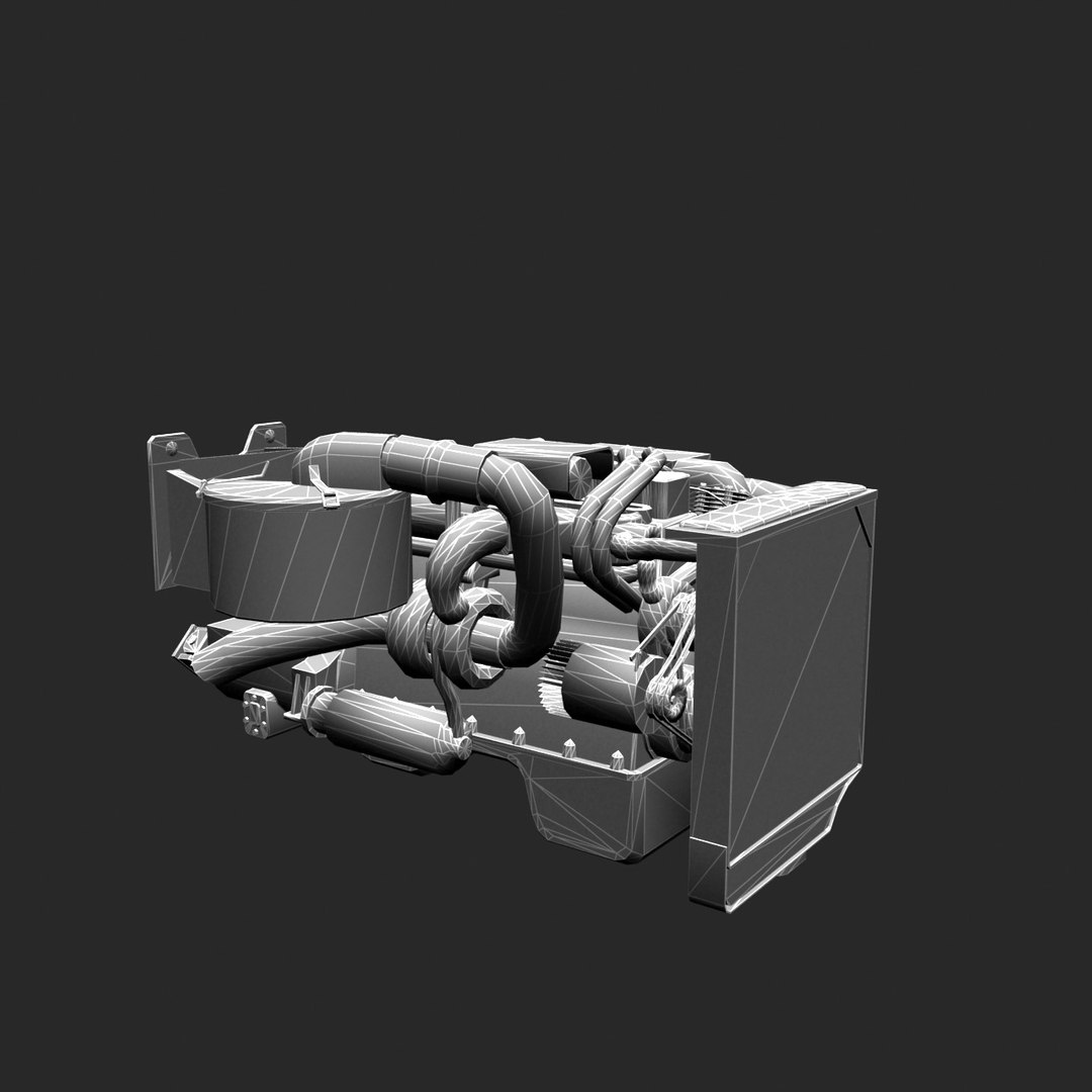 3d low-poly truck engine
