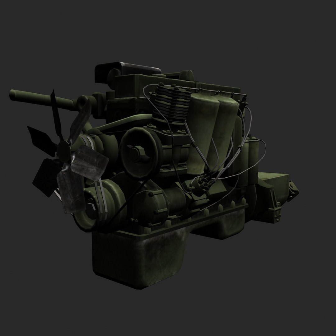 3d low-poly truck engine
