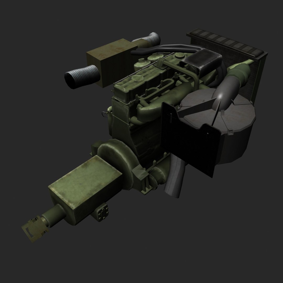 3d low-poly truck engine