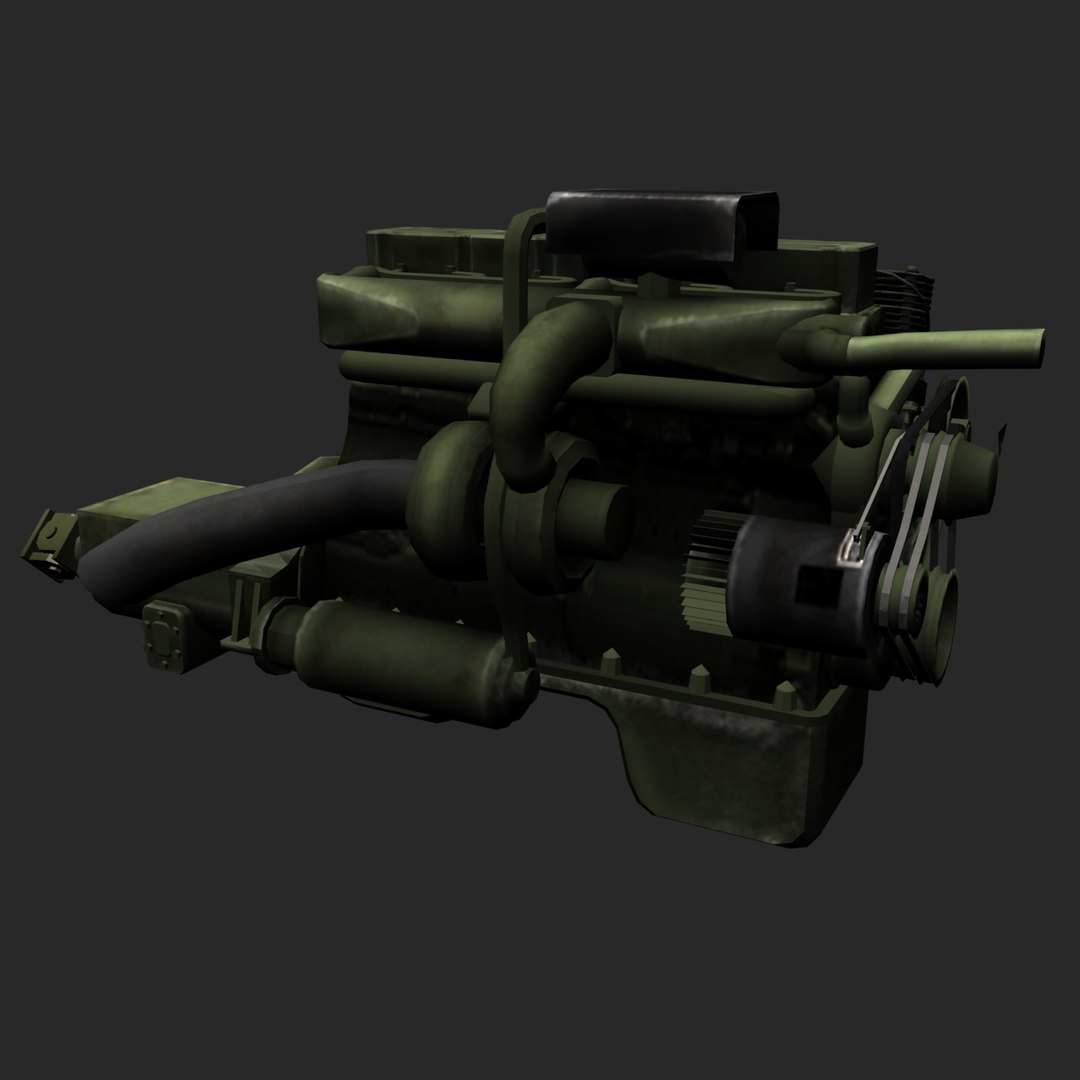 3d low-poly truck engine