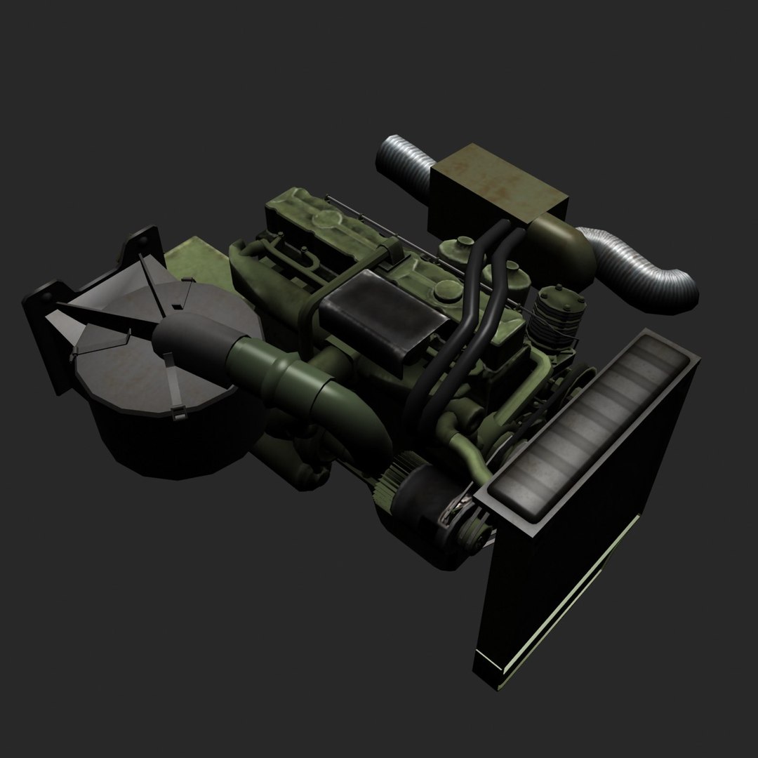 3d low-poly truck engine