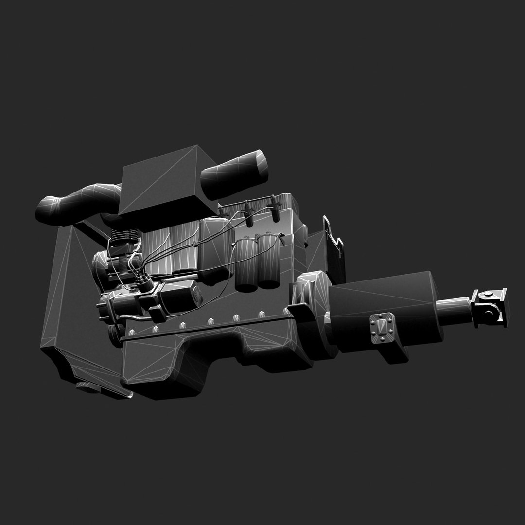 3d low-poly truck engine