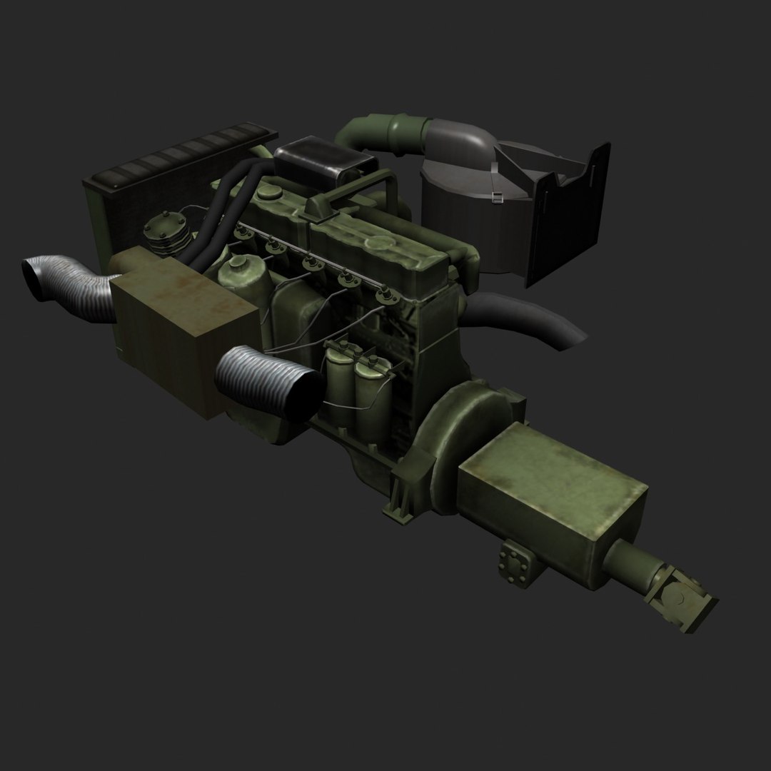 3d low-poly truck engine