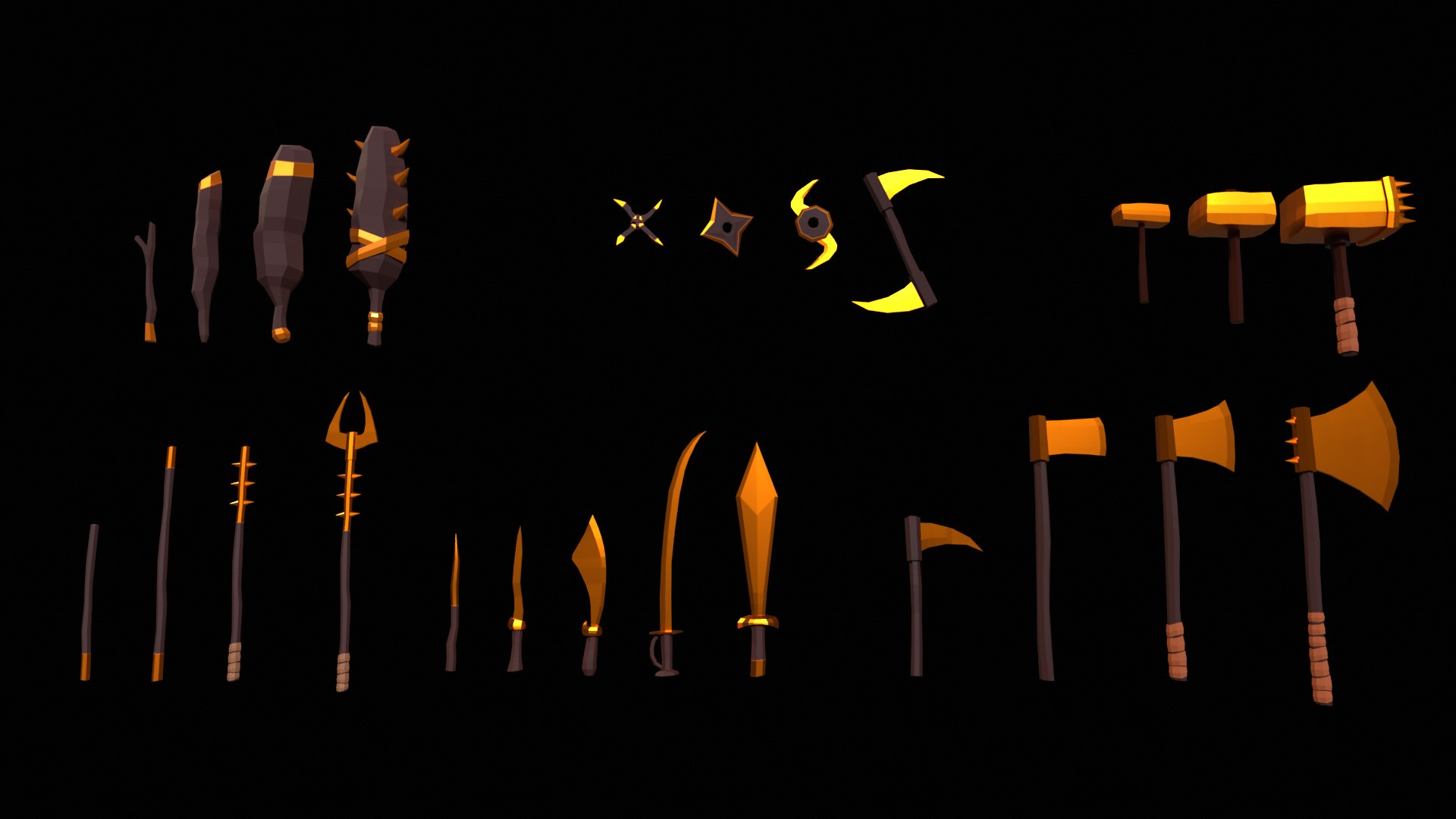 Ancient Old Weapons 3D Pack low-poly 3D - TurboSquid 2068633