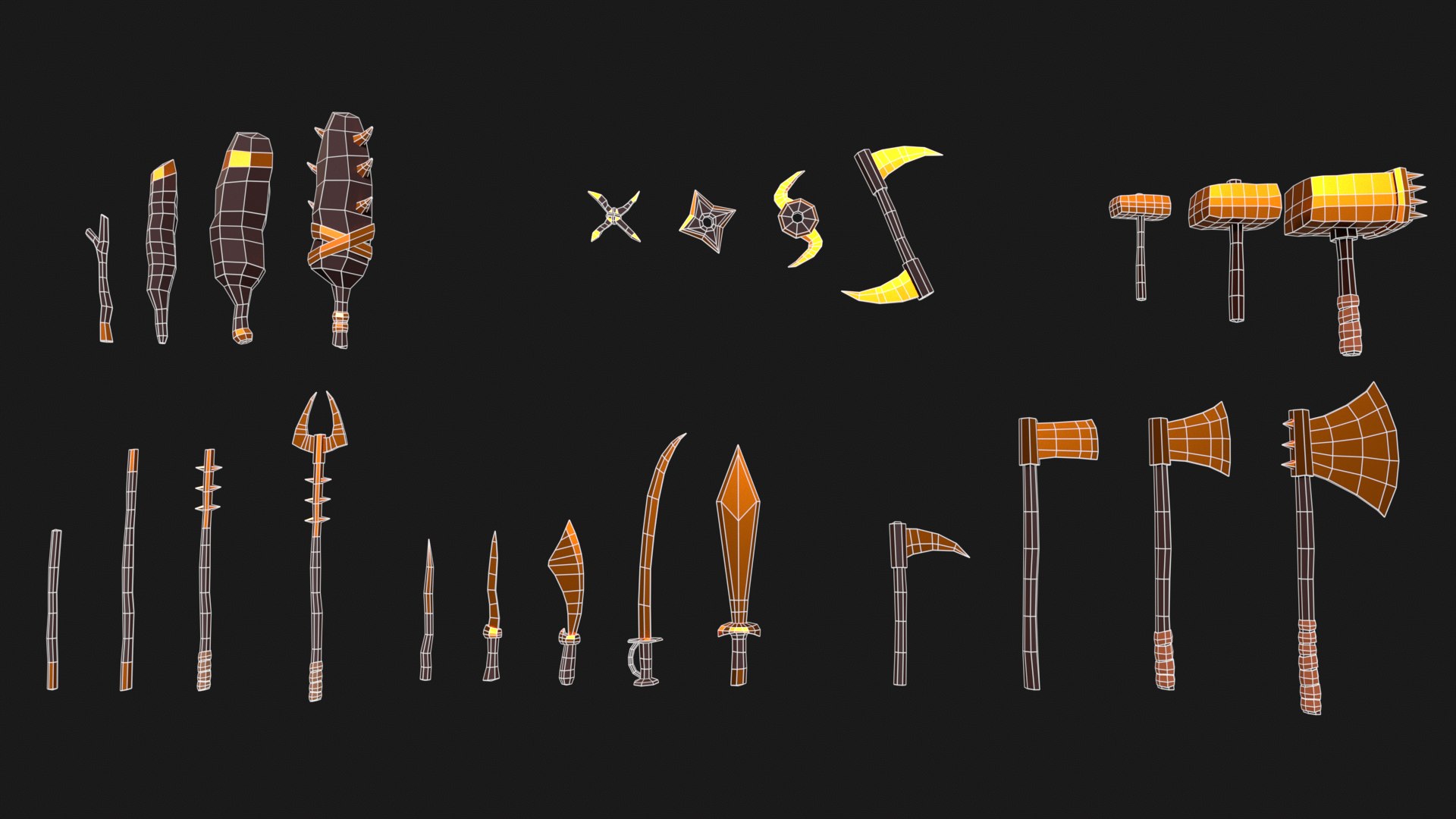 Ancient Old Weapons 3D Pack low-poly 3D - TurboSquid 2068633
