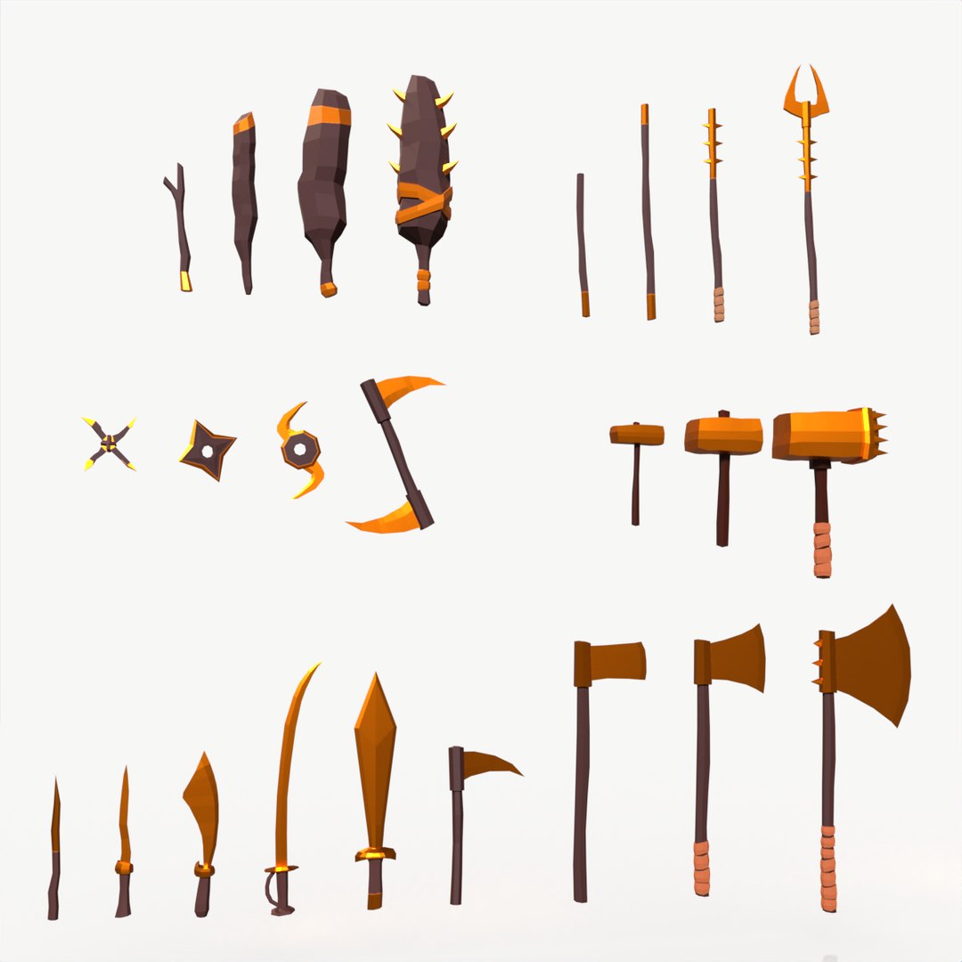 Ancient Old Weapons 3D Pack low-poly 3D - TurboSquid 2068633