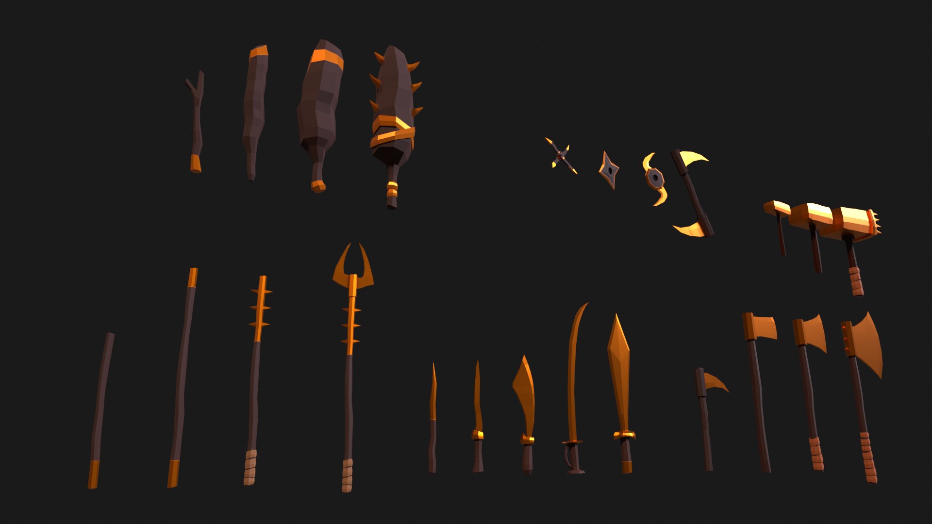 Ancient Old Weapons 3D Pack low-poly 3D - TurboSquid 2068633