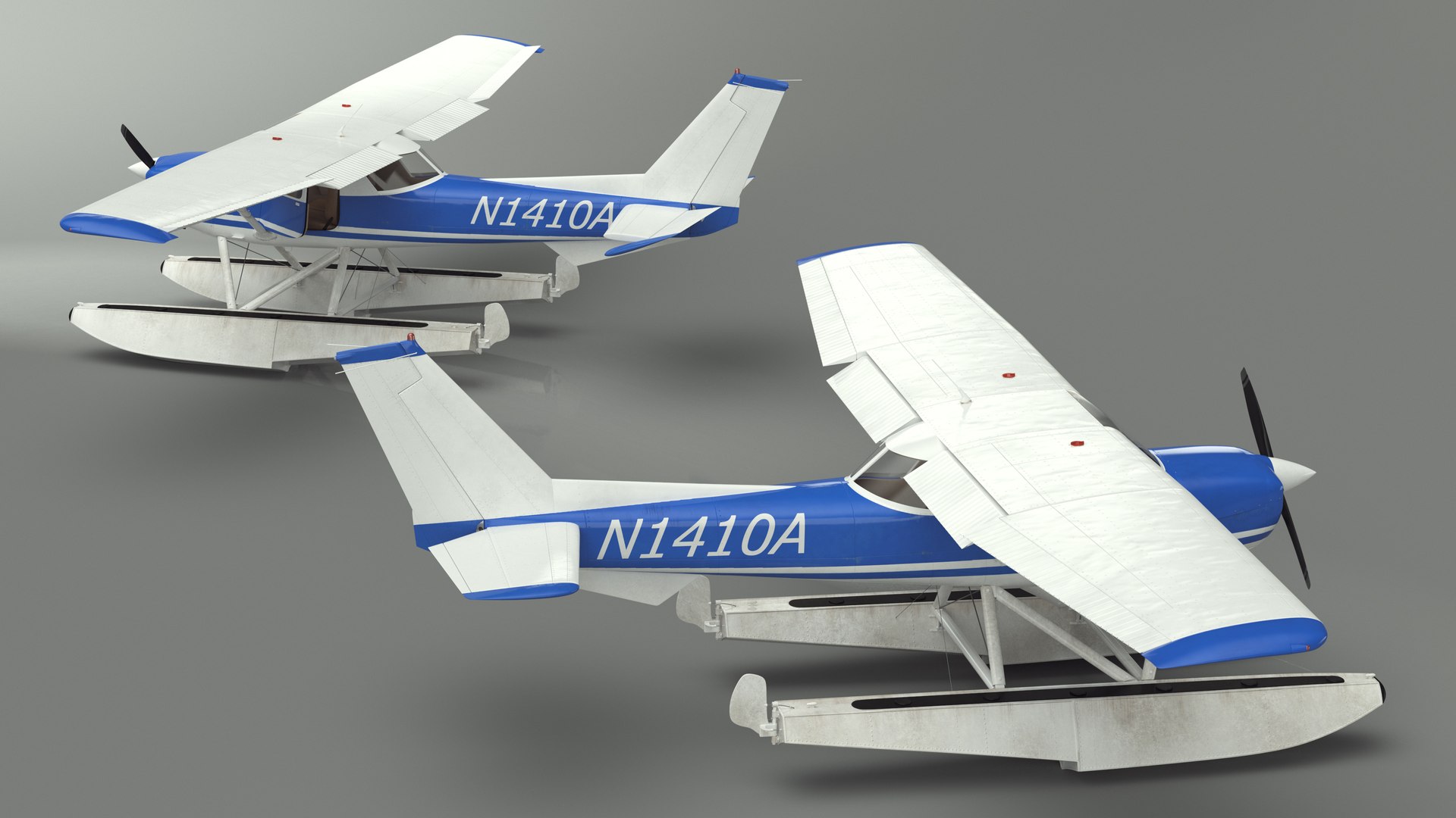 Seaplane With Floats Cessna 150 Rigged 3D Model - TurboSquid 2230529
