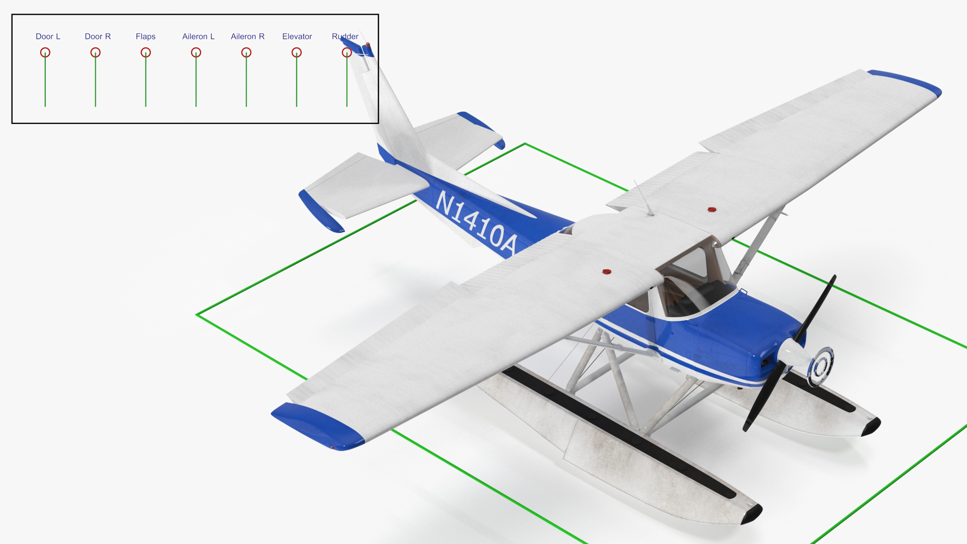 Seaplane With Floats Cessna 150 Rigged 3D Model - TurboSquid 2230529