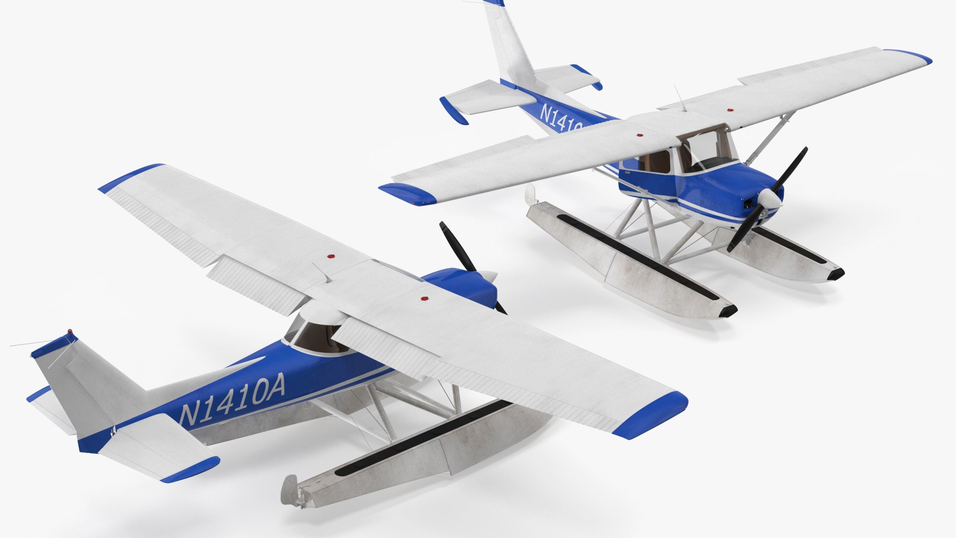 Seaplane With Floats Cessna 150 Rigged 3D Model - TurboSquid 2230529
