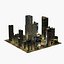 Night Time Skyscraper City Block 3d Max