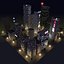 Night Time Skyscraper City Block 3d Max