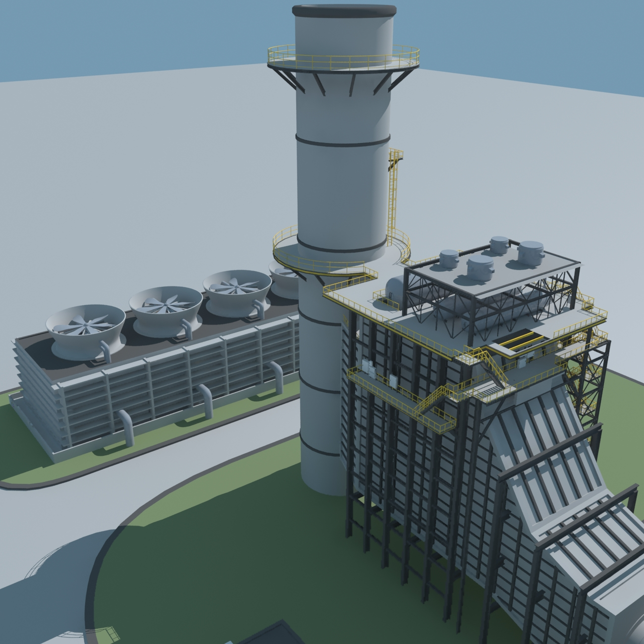 3d model of gas turbine plant