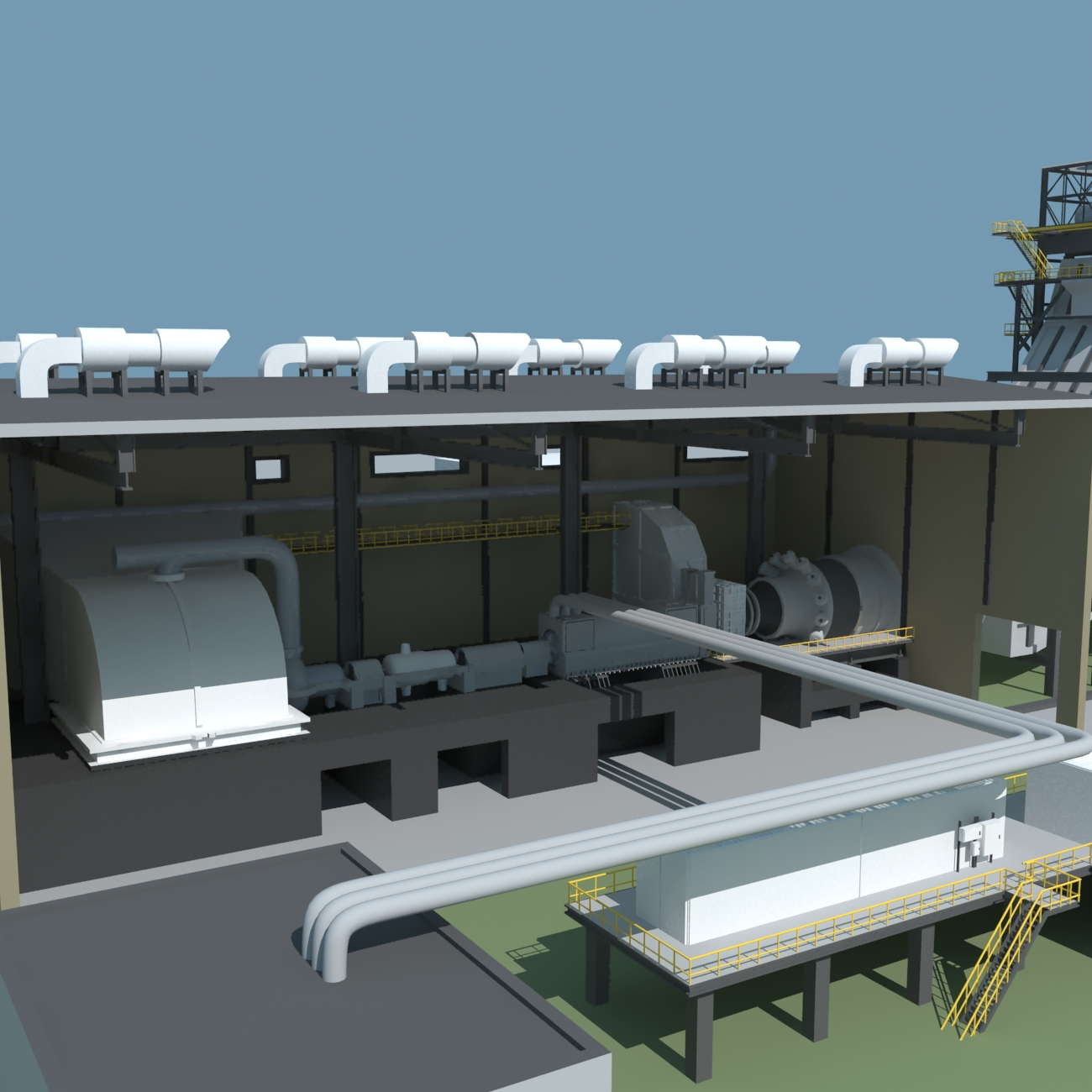 3d model of gas turbine plant