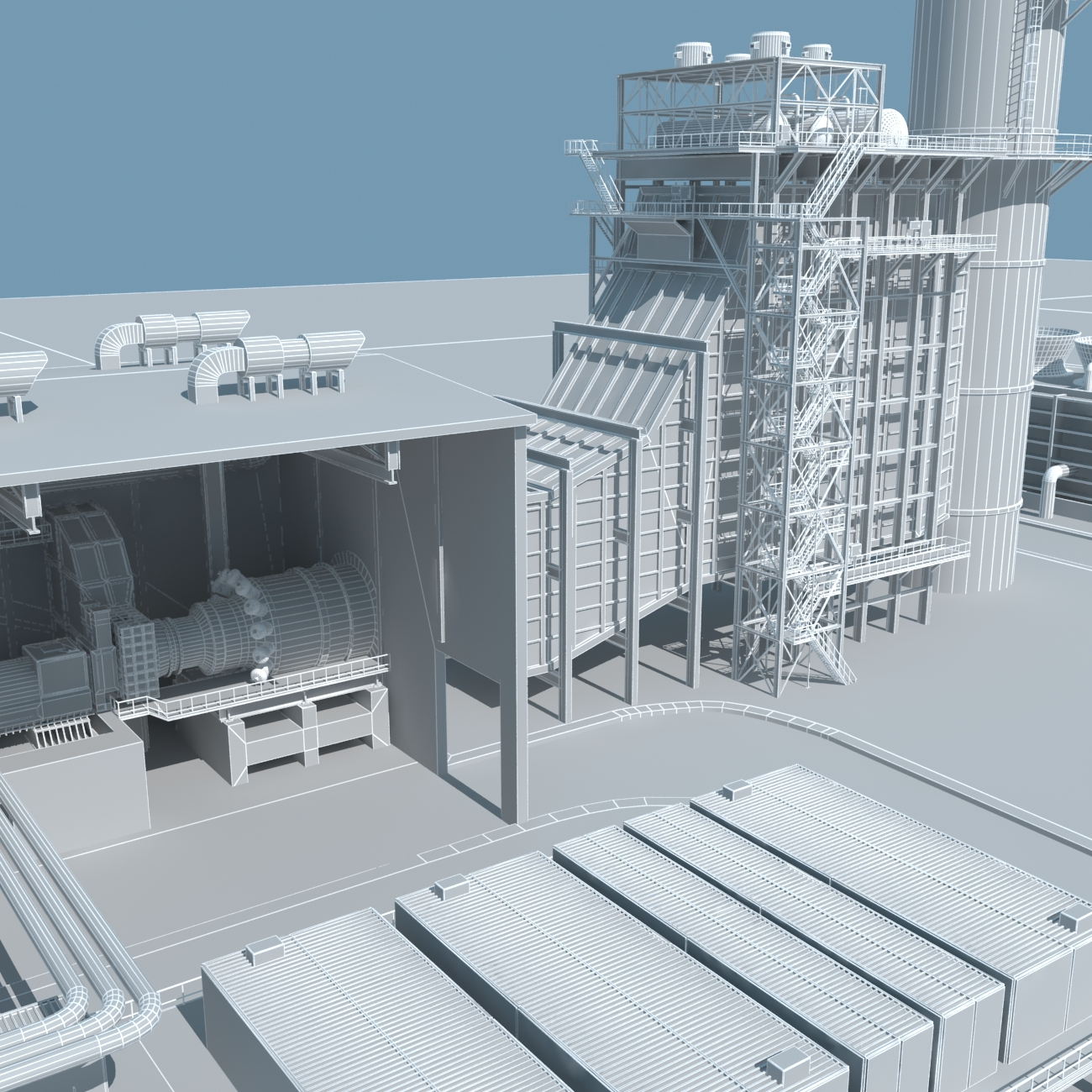 3d model of gas turbine plant