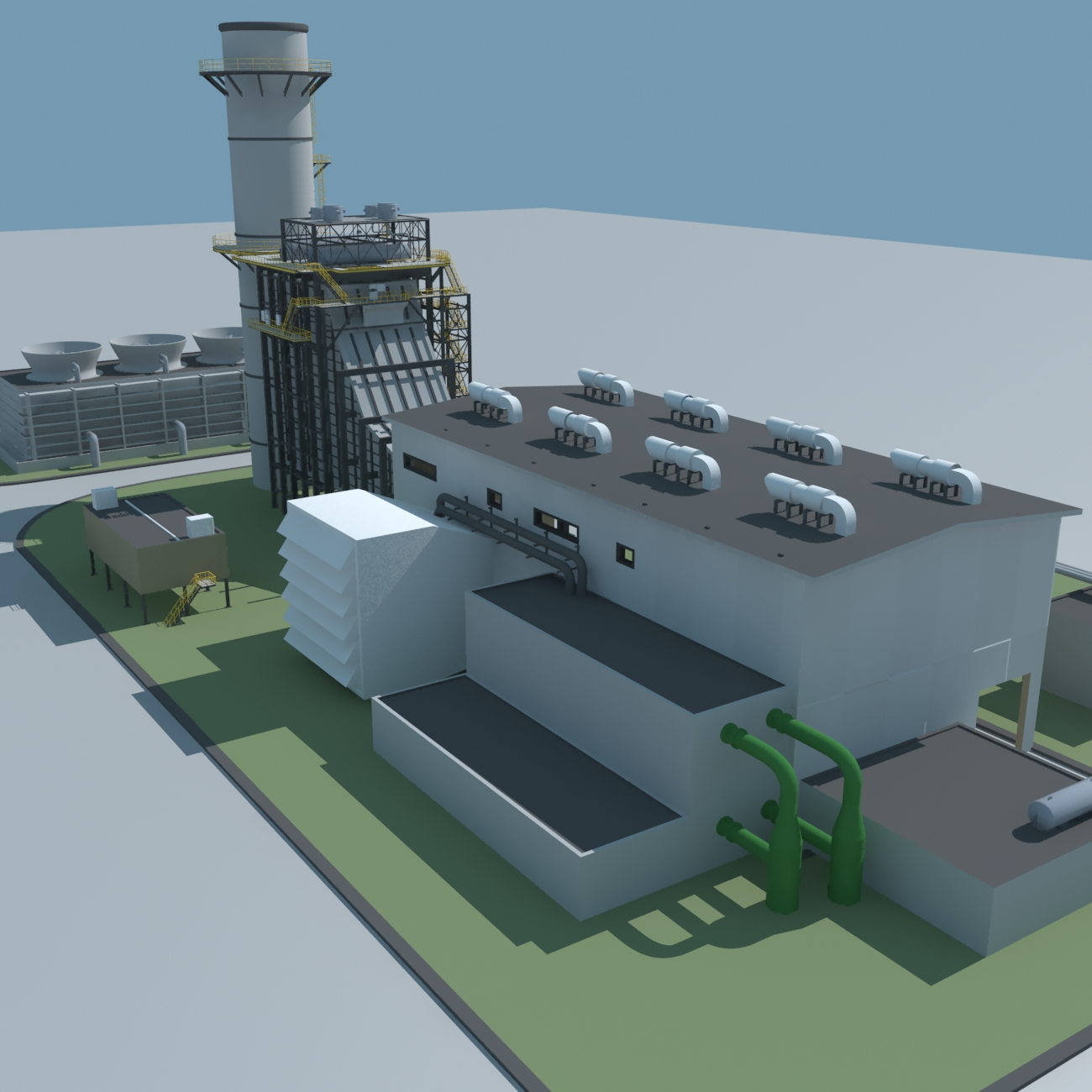 3d model of gas turbine plant