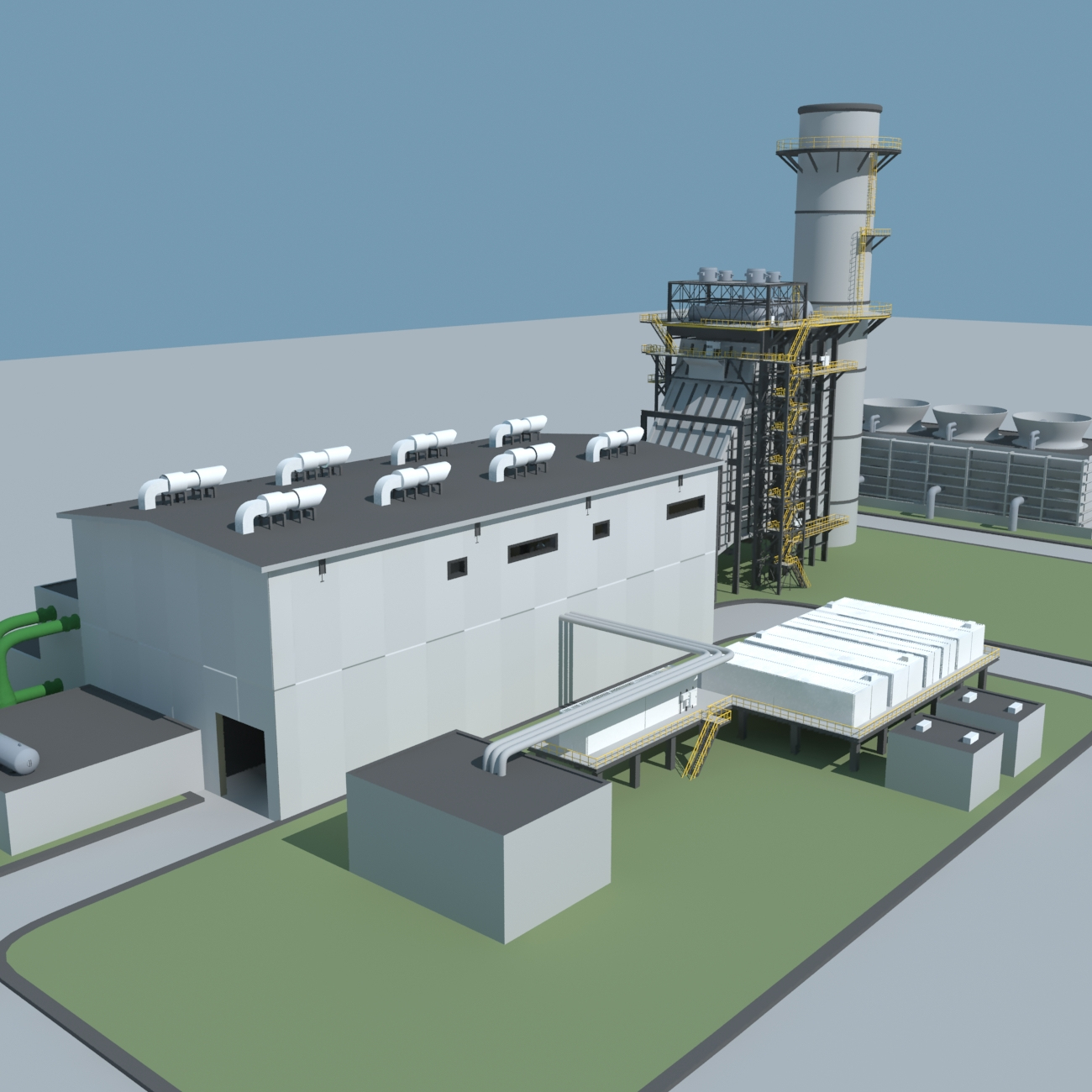 3d model of gas turbine plant