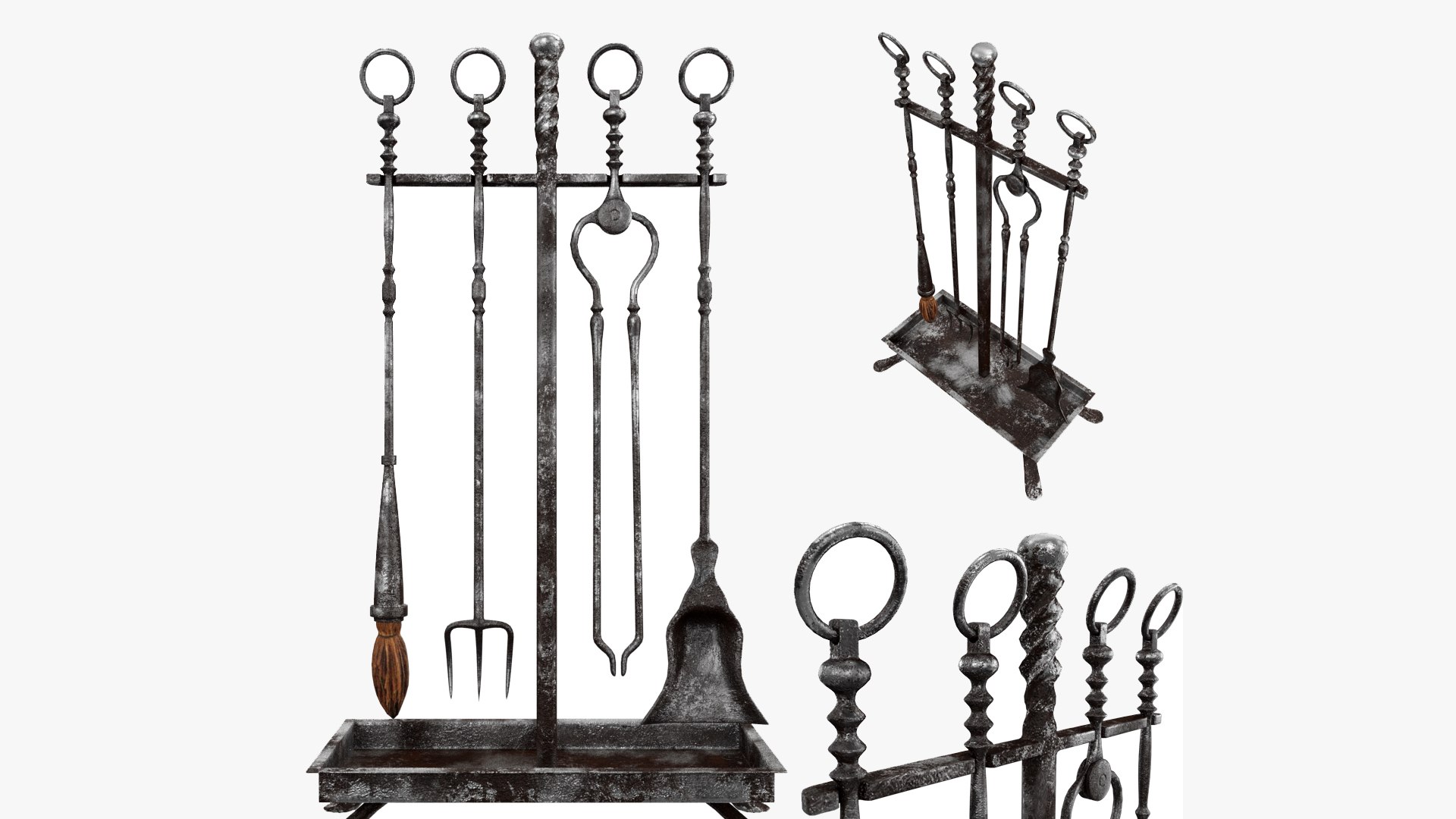 3D Old Gothic Fireplace Set - TurboSquid 2030798
