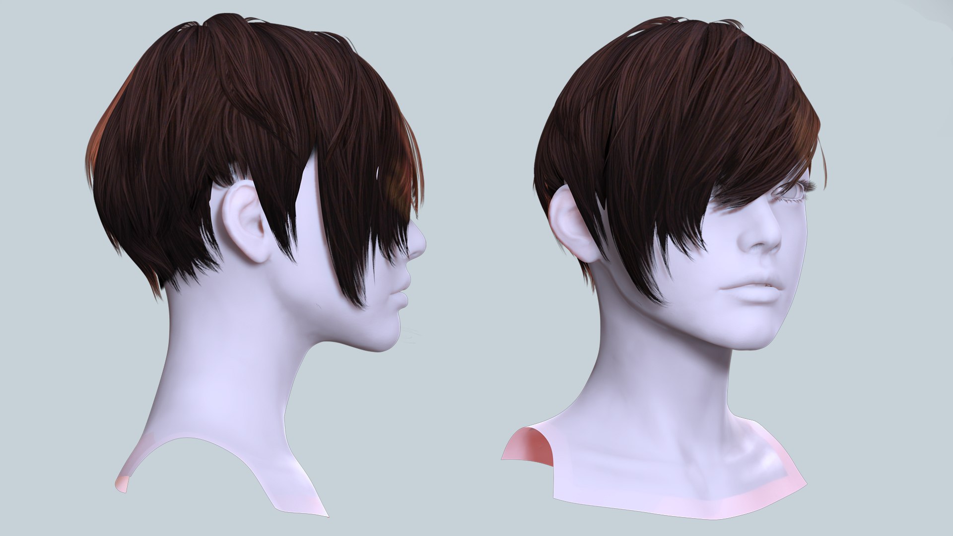 3D Anime Pixie Cut With Long Bangs -Realistic 3D Hair - TurboSquid 2396206
