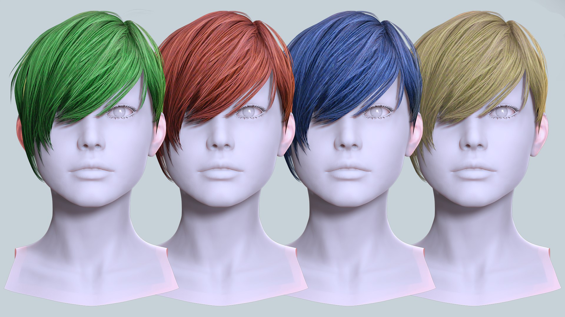 3D Anime Pixie Cut With Long Bangs -Realistic 3D Hair - TurboSquid 2396206