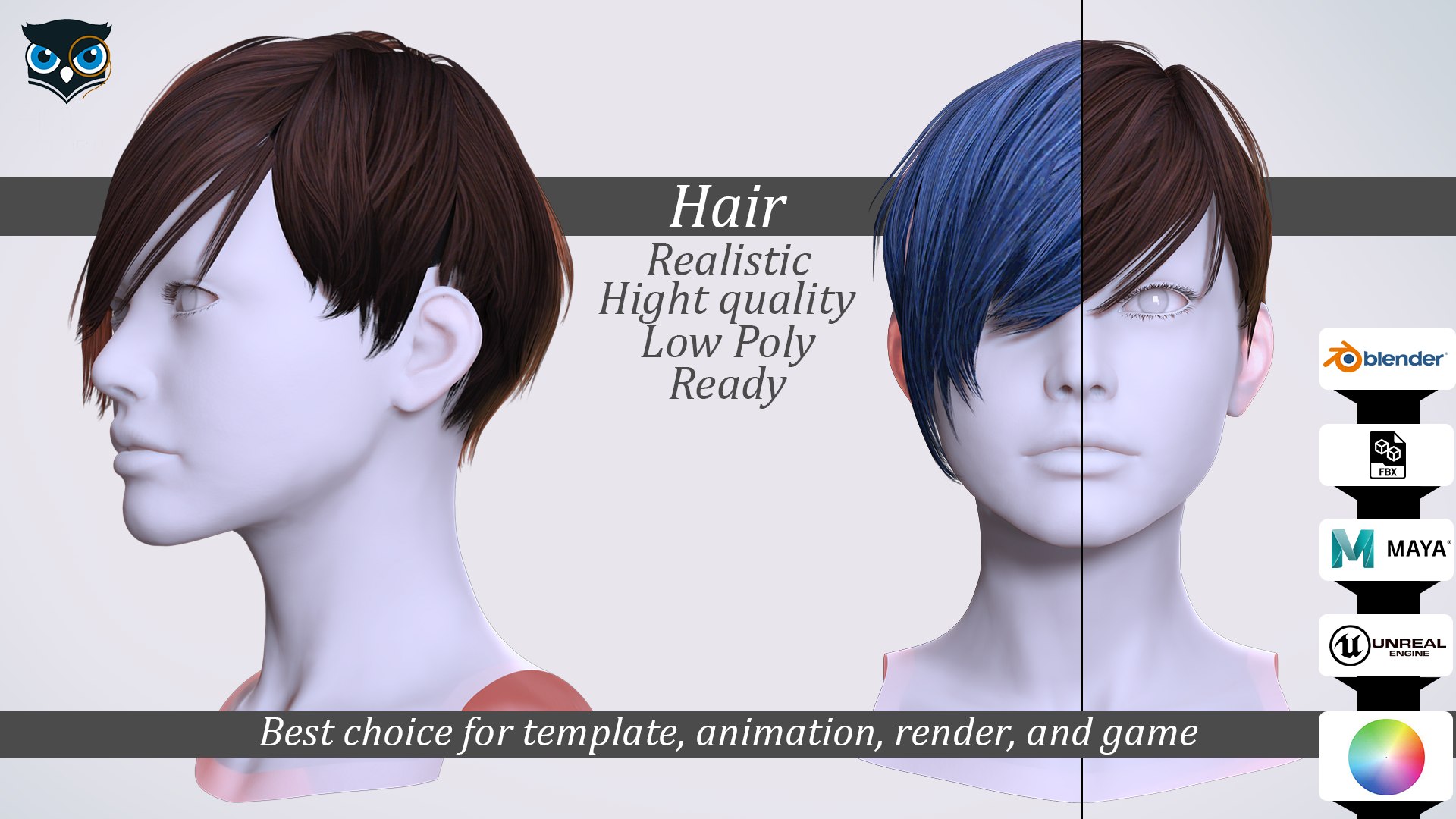 3D Anime Pixie Cut With Long Bangs -Realistic 3D Hair - TurboSquid 2396206