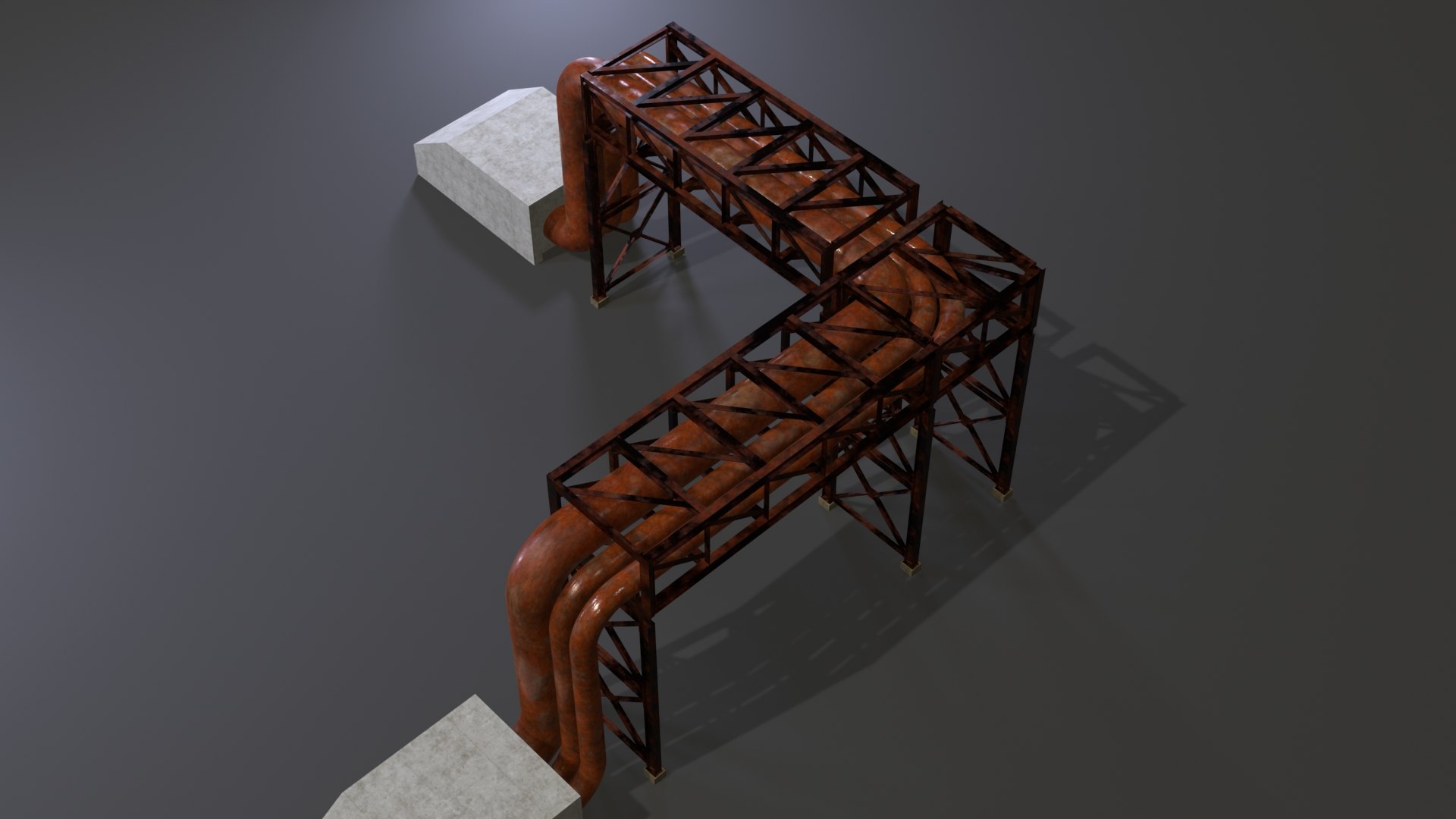 PBR Industrial Pipe Bridge Game Ready Modular Element 3D Model 3D ...
