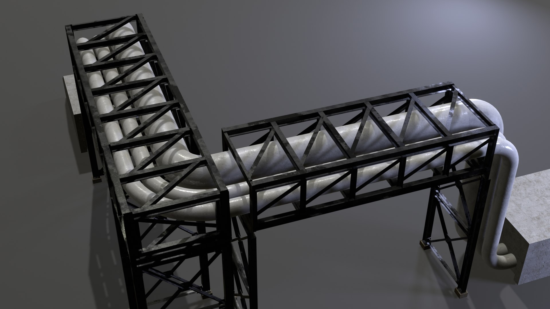 PBR Industrial Pipe Bridge Game Ready Modular Element 3D Model 3D ...