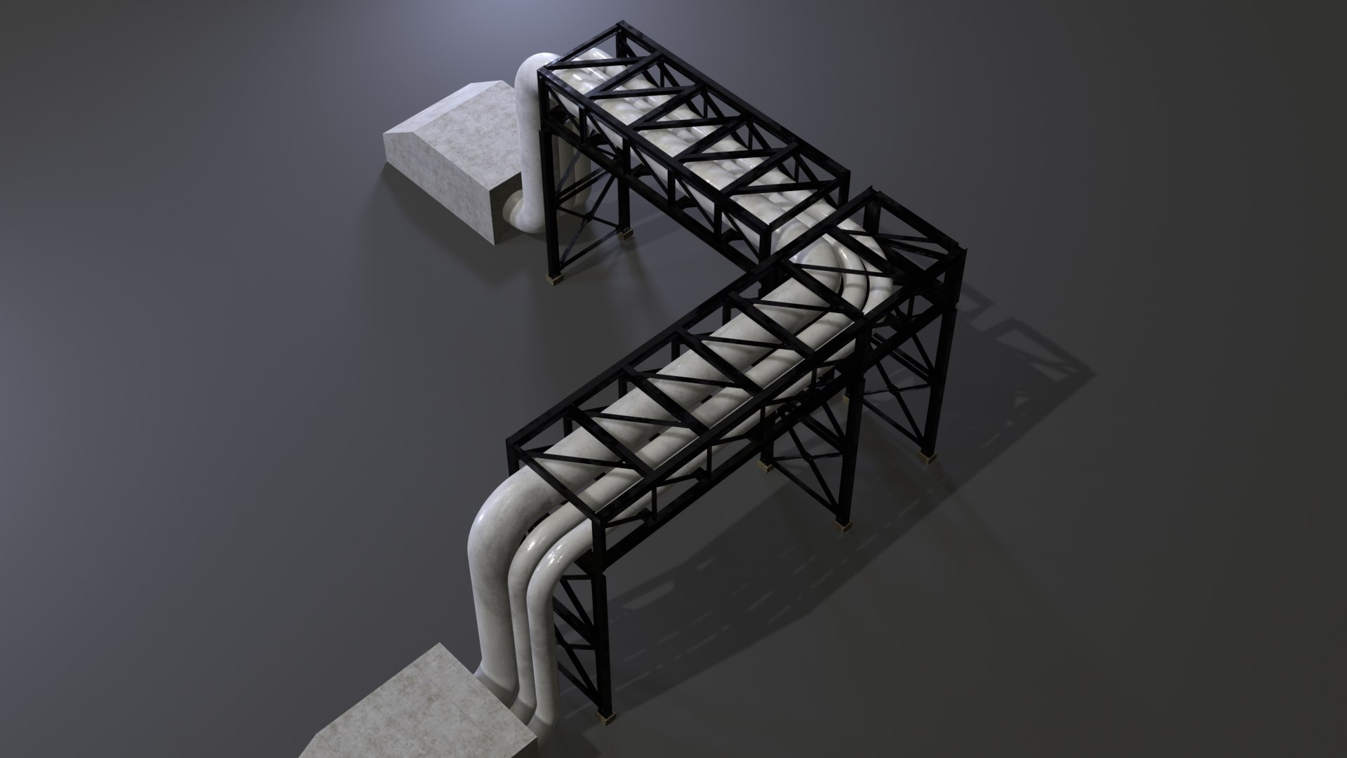 PBR Industrial Pipe Bridge Game Ready Modular Element 3D Model 3D ...